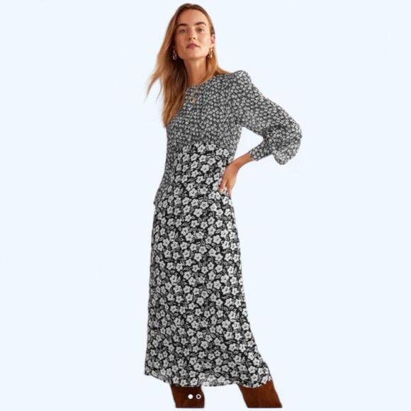 Boden | Dresses | Boden Contrasting Midi Tea Dress D74 Size Us 4 4r ...
